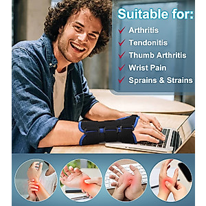 Wrist Brace with Thumb Spica Splint - Adjustable Thumb Wrist Support for Carpal Tunnel, Arthritis, Sprains, Tendonitis, Ligament Injury, De Quervain's Tenosynovitis and Sports Protection fit Women & Men (Right Hand)