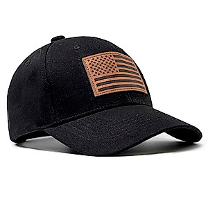 68LDROOTER American Flag Trucker Hat, USA Flag Leather Patch Patriotic Baseball Cap Hat for Men & Women Adjustable Fit for Casual Wear Black