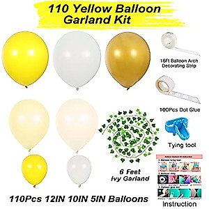 Sunflower Lemonade Party Balloon Garland Kit, Yellow Pastel Yellow Balloons Garland Kit Ideal for Sunflower Lemonade Stand Baby Bridal Shower Birthday Party Decorations