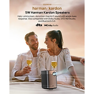 XGIMI Halo+ 1080P Portable Projector, 900 ANSI Lumens with Harman Kardon Speakers, Auto Keystone Correction, Auto Focus, Intelligent Obstacle Avoidance, Intelligent Screen Alignment, Android TV 10.0