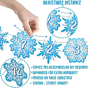 Snowflake First Birthday Party Decoration Snowflake Theme 1st Birthday Photo Banner for Newborn to 12 Months for Baby Shower Winter Onederland Party Supplies