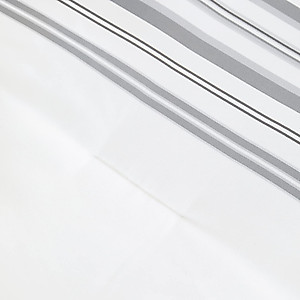 Wake In Cloud - Grey and White Comforter Set King Size, 3 Pieces Lightweight Bedding for Men and Women, Gray Neutral Farmhouse Aesthetic Stripes Striped