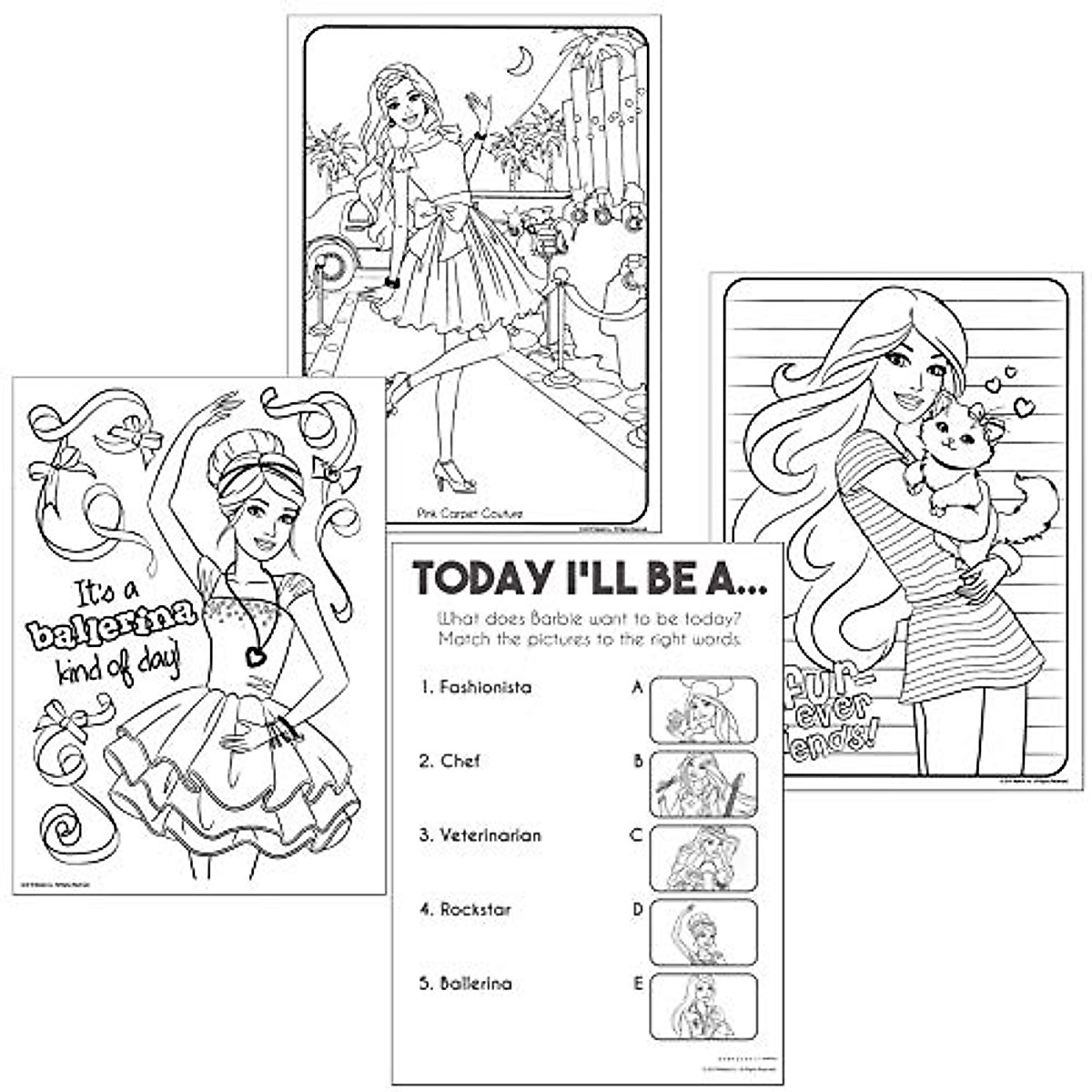 Barbie Sticker Activity Set - Bundle Includes Barbie Stickers, Barbie Coloring Book, and More (Pink)
