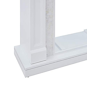 SEI Furniture Nobleman Mother of Pearl Tiled Electric Hidden Media Shelf Fireplace, White
