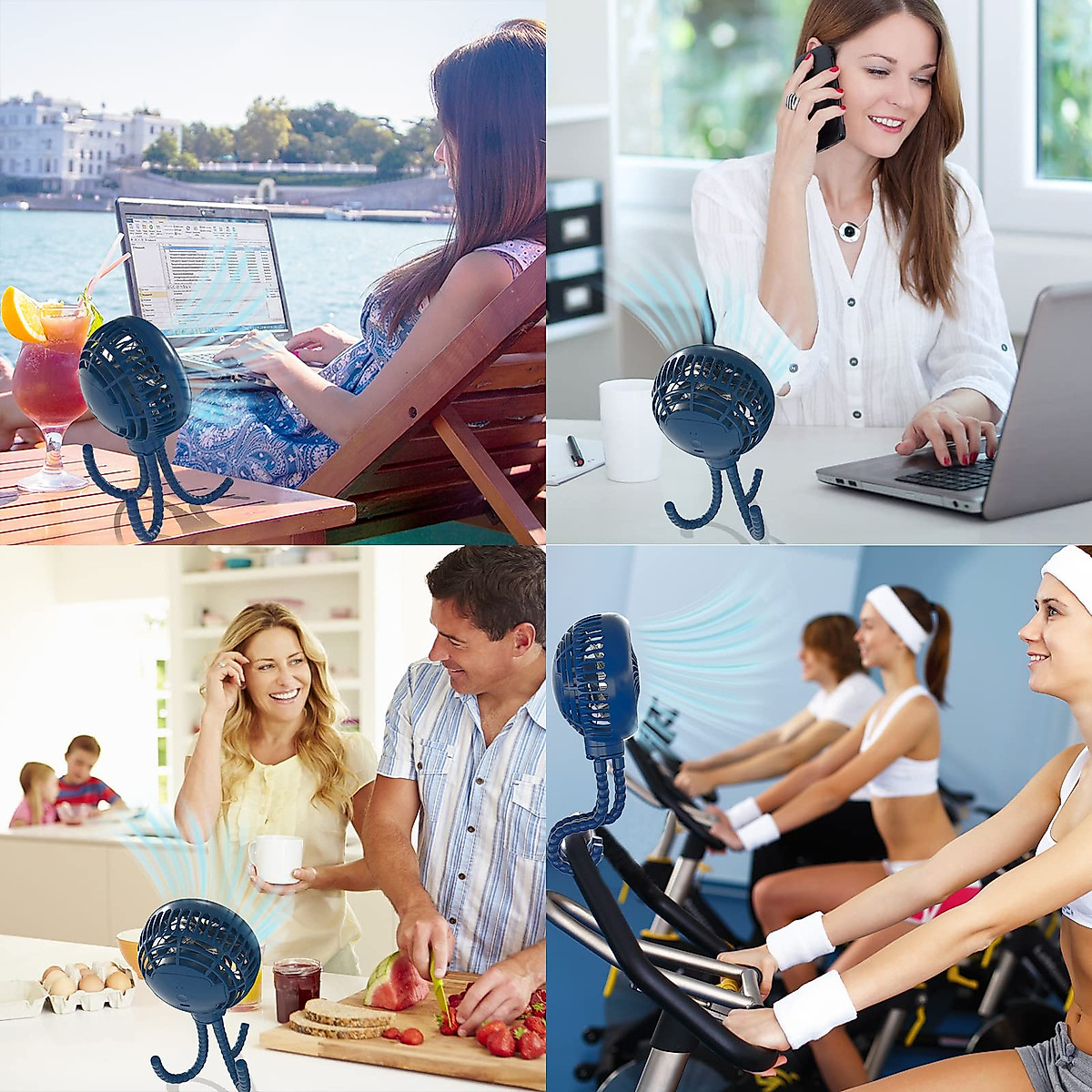 HandFun [2023 Upgraded] Stroller Fan, 5-26 Hours Long Last Stroller Fan Flexible Tripod Clip on for Baby, 360°Rotation Portable Rechargeable Fan for Car Seat Crib Bike Treadmill Peloton (Blue)