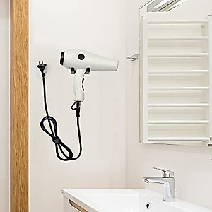 Hair Dryer Holder Wall Mounted, Stick on Wall or Wall Mount Bathroom Blow Dryer Holder and Fit for Most Hair Dryers (Mini Black)