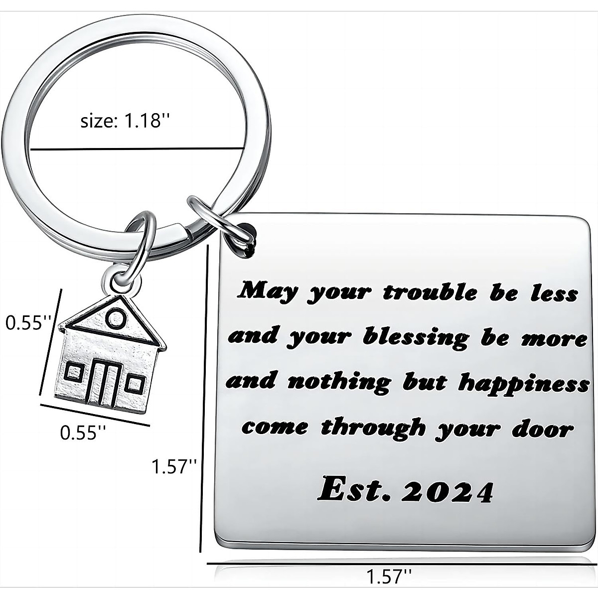 Blessing Housewarming Gift for New Homeowner Closing Gifts New Home Keychain Wedding Keyring Silver