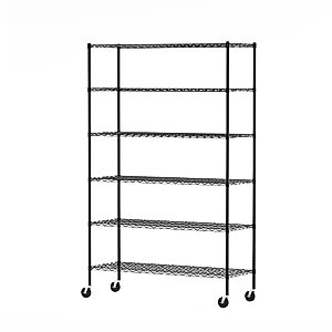 Furinno Wayar 6-Tier Metal Storage Shelf Rack, 48 x 18 x 78, Black