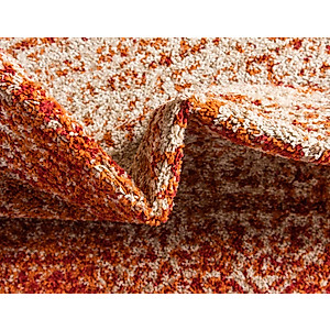 Unique Loom Autumn Collection Modern Contemporary Casual Abstract Area Rug (Terracotta/ Beige Rustic, 9 x 12 ft Rectangular)