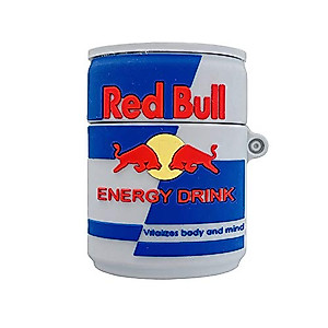 Ultra Thick Soft Silicone Case Cover for Apple AirPods 1 2 1st 2nd Generation with Keychain Energy Drink Can Shaped 3D Cartoon Cute Fun Funny Cool Unique Creative Women Teens Girls Men Guys