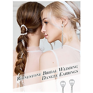 8 Pairs Silver Chandelier Tassel Drop Earrings Chandelier Linear Drop Earrings Long Chain Earrings Tassel Dangle Earrings for Women Jewelry Silver Rhinestone Earrings