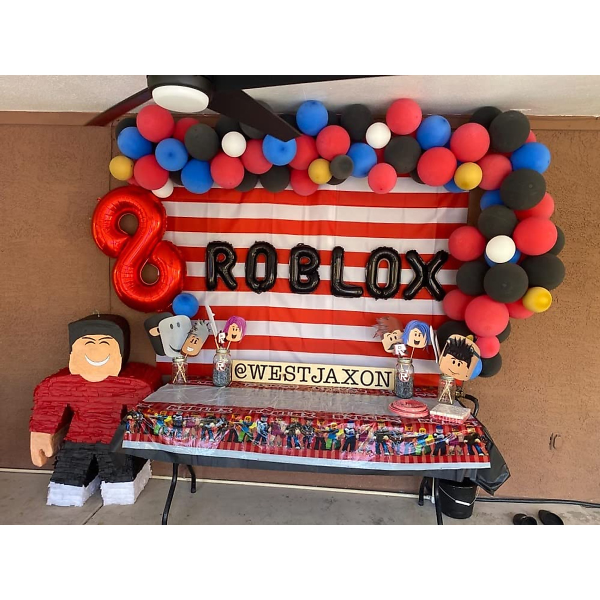 RUINI Polyester Red and White Stripe Backdrop Birthday Party Bridal Baby Shower Wedding Decor 7x5FT