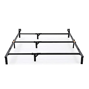 Classic Brands Hercules Compact Heavy-Duty Metal Bed Frame | Adjustable Width Fits Queen, King, and Cal King Mattresses, Black