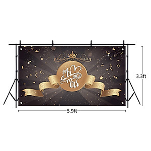 Mr & Mrs Backdrop Banner, Fabulous Crown Ribbon Photo Studio, Just Married, Adults Wedding Anniversary Engagement Party Supplies, Bride Shower / Outdoor Party Yard Sign