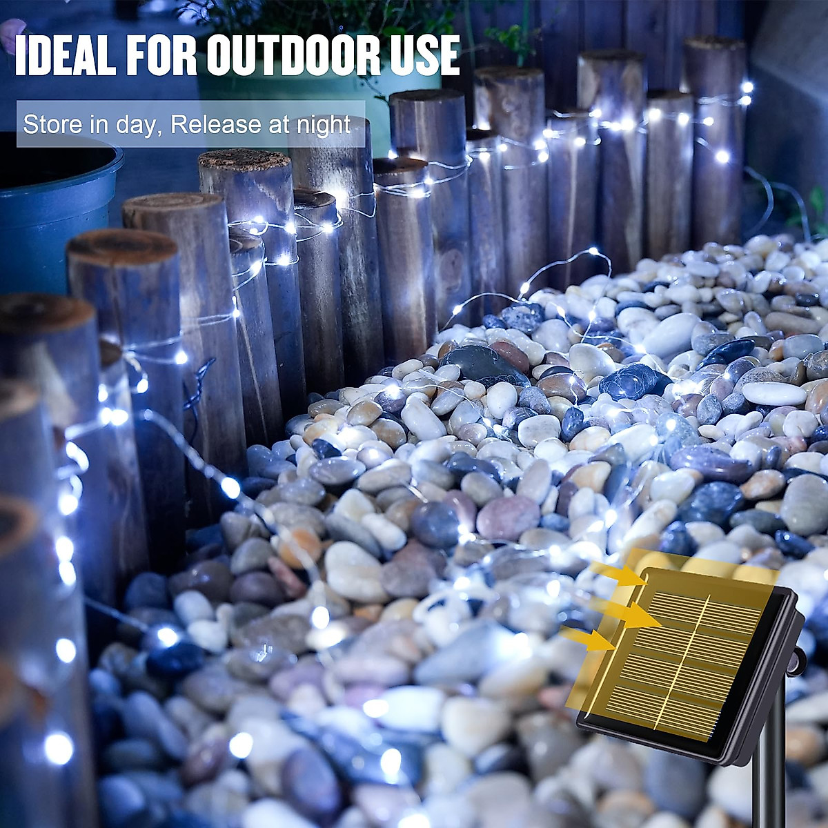 JMEXSUSS 2 Pack Solar String Lights Outdoor Waterproof, Each 33FT 100 LED Solar Lights Outdoor, 8 Modes White Fairy Light for Outside Yard Tree Patio Garden Wedding Christmas Decorations