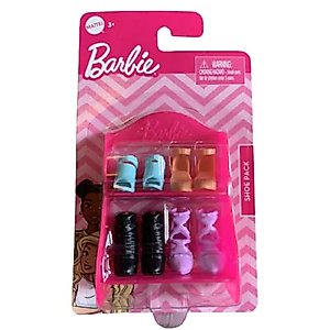 Barbie Shoe Pack - Pink Shelf with 4 Pairs of Barbie Shoes