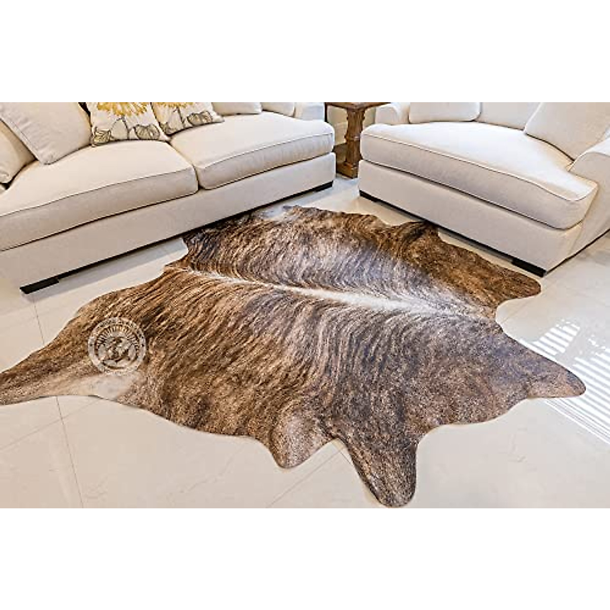 Genuine Brindle Cowhide Rug Large Size 6 x 7-8 ft. 180 x 240 cm