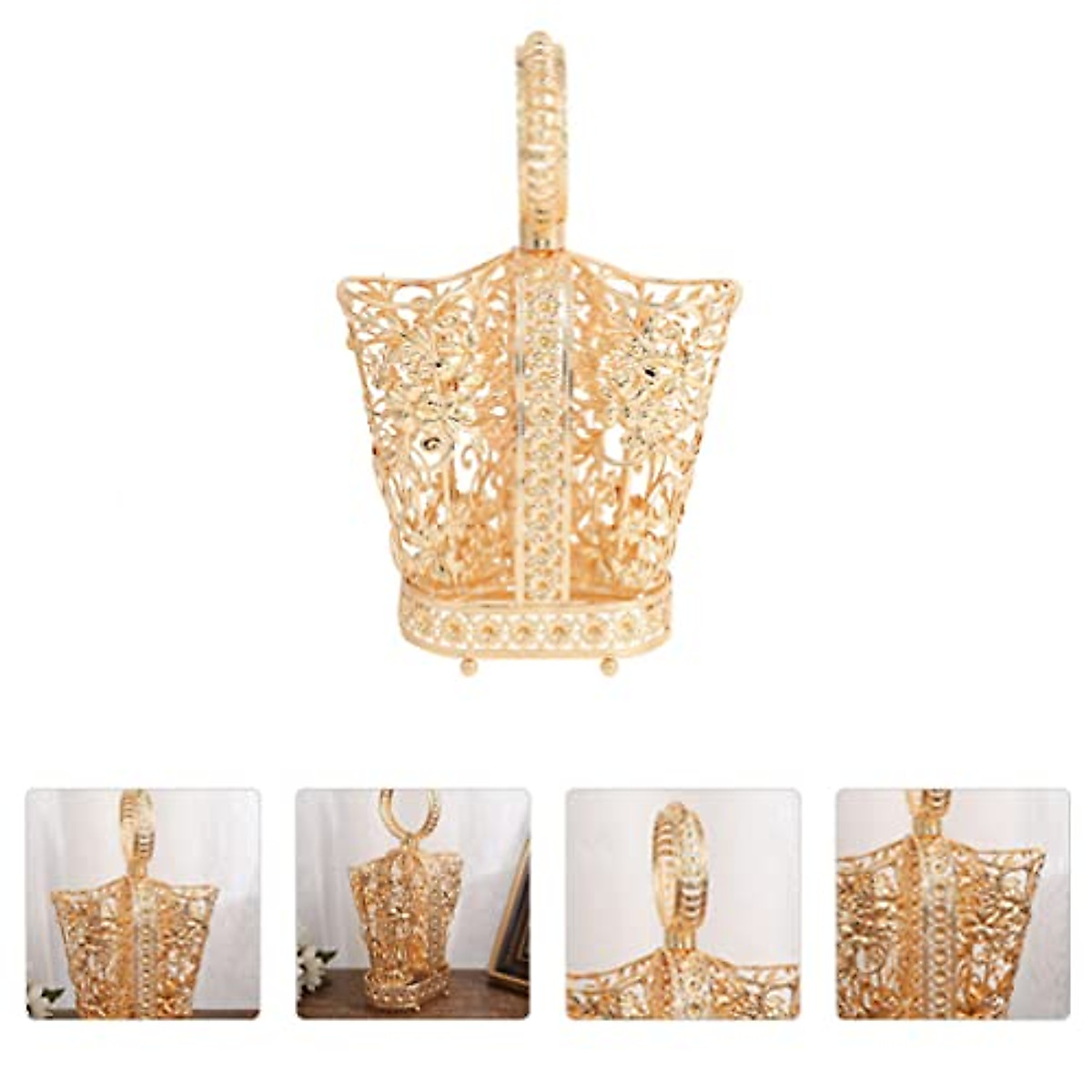 Cabilock Kitchen Utensils Holder Caddy Utensil Organizer Vintage Golden Spoon Holder Silverware Caddy for Countertop Decoration