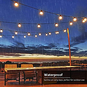 Lepro Solar Outdoor String Lights Patio Bistro Lights, 25ft 26 LED G40 Bulbs, USB Rechargeable Portable Edison Café String Lights for Porch, Pergola, Backyard, Garden, Pool, Party, Camping, 3600mAh
