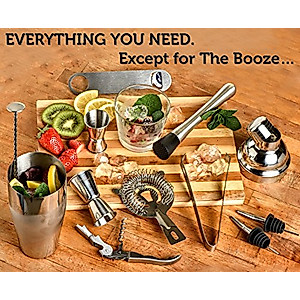 Mixology Bartender Kit: 14-Piece Cocktail Shaker Set - Bar Tool Set For Home and Professional Bartending - Martini Shaker Set with Drink Mixing Bar Tools - Exclusive Cocktail Picks and Recipes Bonus