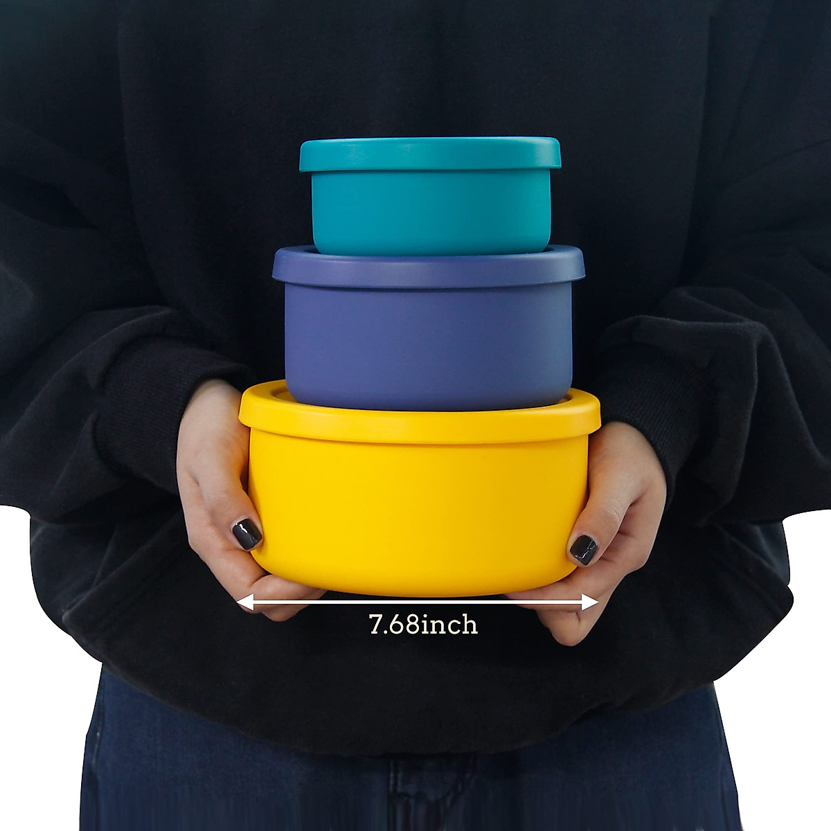 BEFOY Large Silicone Food Storage Container Set Airtight Stackable with Lids Lunch Bento Snack Box School Office Camping Hiking BPA Free