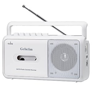 Gelielim Cassette Player Boombox, Portable AM/FM Radio Stereo, Cassette Tape Player Recorder with Big Speaker and Earphone Jack, Battery Operated or AC Powered Tape Recorder Cassette Player