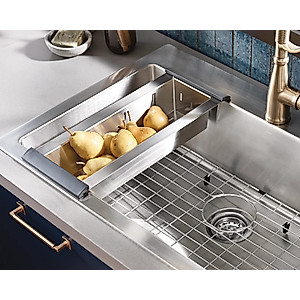 Moen Luxe Chef 18-Gauge Stainless Steel Dual Mount 33" x 22" Single Bowl Workstation Sink, Includes Cutting Board, Flexible Drying Rack, Colander, Bottom Sink Grid, and Drain, GS181012BUX