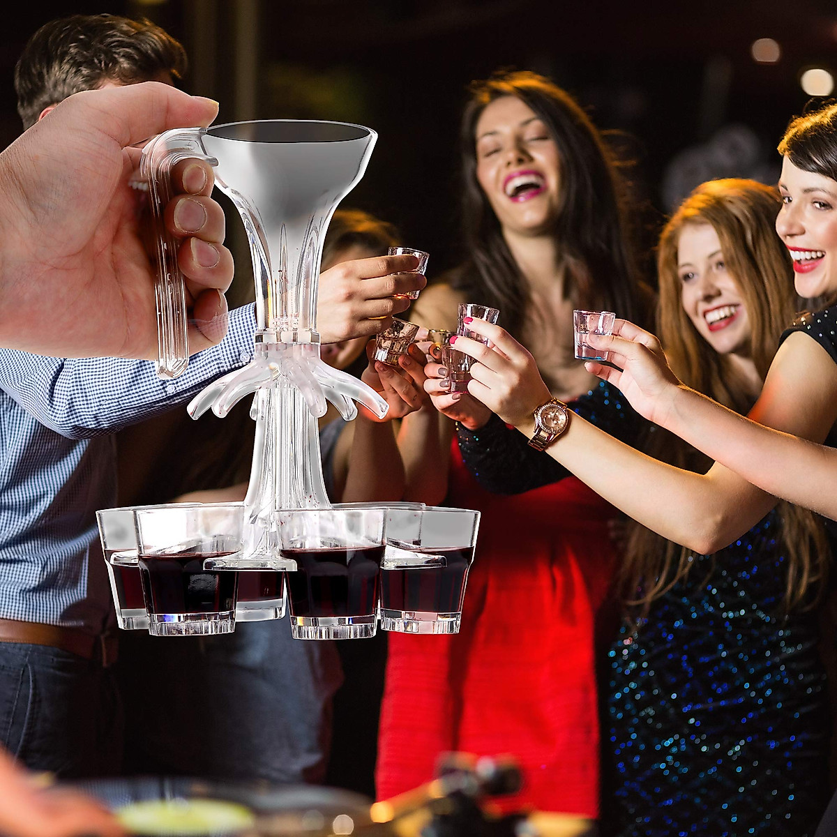 Shot Dispenser | Comes With 6 Acrylic Shot Glasses | Pours 6 Shots at Once | Great for Parties, Pre-games, Drinking Games | Easily Serve Liquor With Shot Glass Dispenser | Makes a Great Gift!