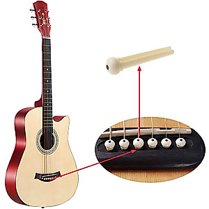 Jiayouy 6 String Acoustic Guitar Rosewood Bridge Saddle Nut Pins Set Including Bridge & Six Bridge Pins & End Pin & Saddle and Nut Replacement Parts - Style B, Beige