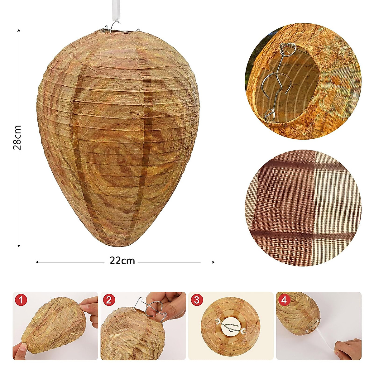 4 Packs of Fake Wasp Nests, Waterproof Material Wasps Nests