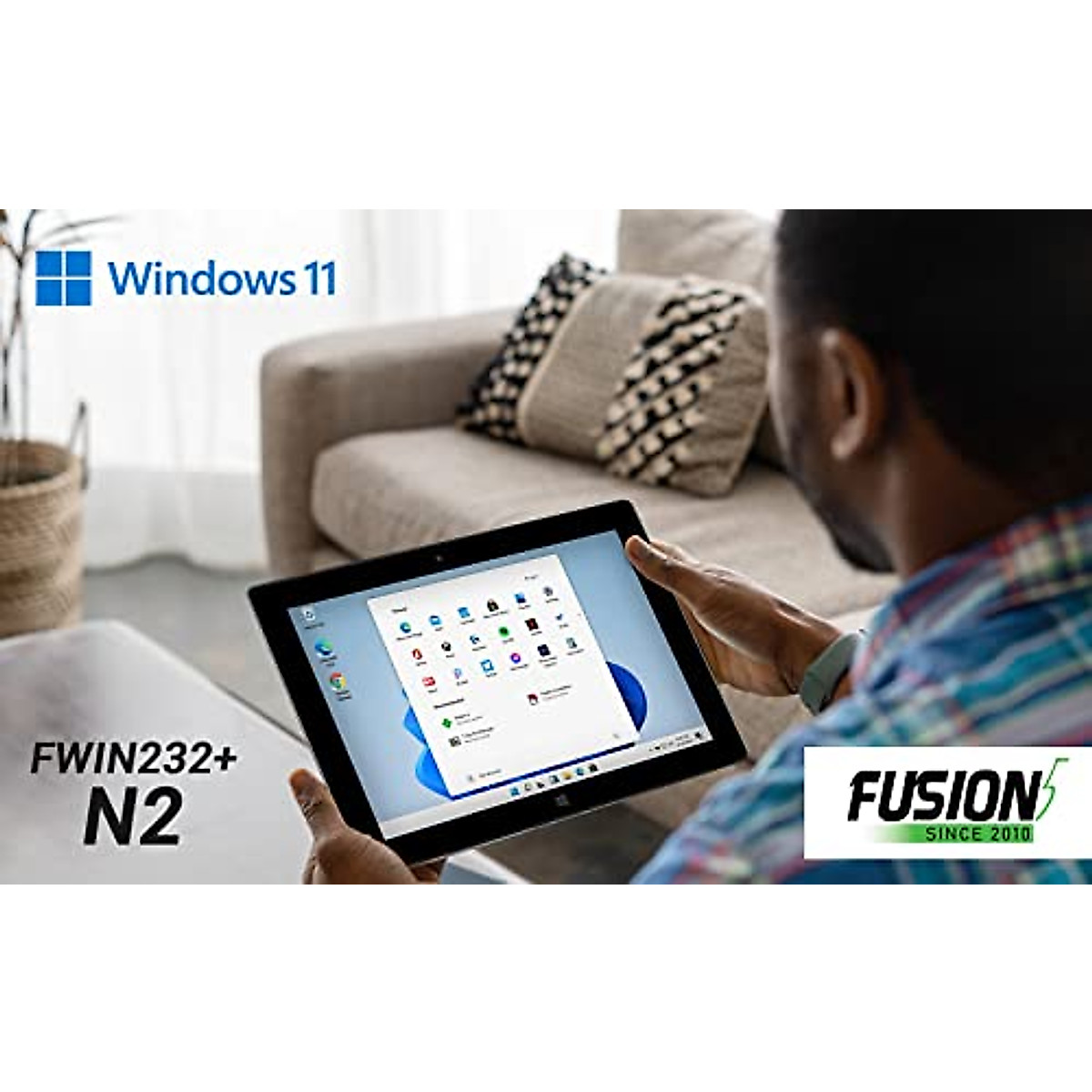 Fusion5 10" Windows 11 FWIN232 Plus N4020 Intel Quad-Core Ultra Slim Windows Tablet PC - 4GB RAM, USB 3.0, Micro HDMI, IPS HD Display, 5MP and 2MP Cameras, Bluetooth (64GB)