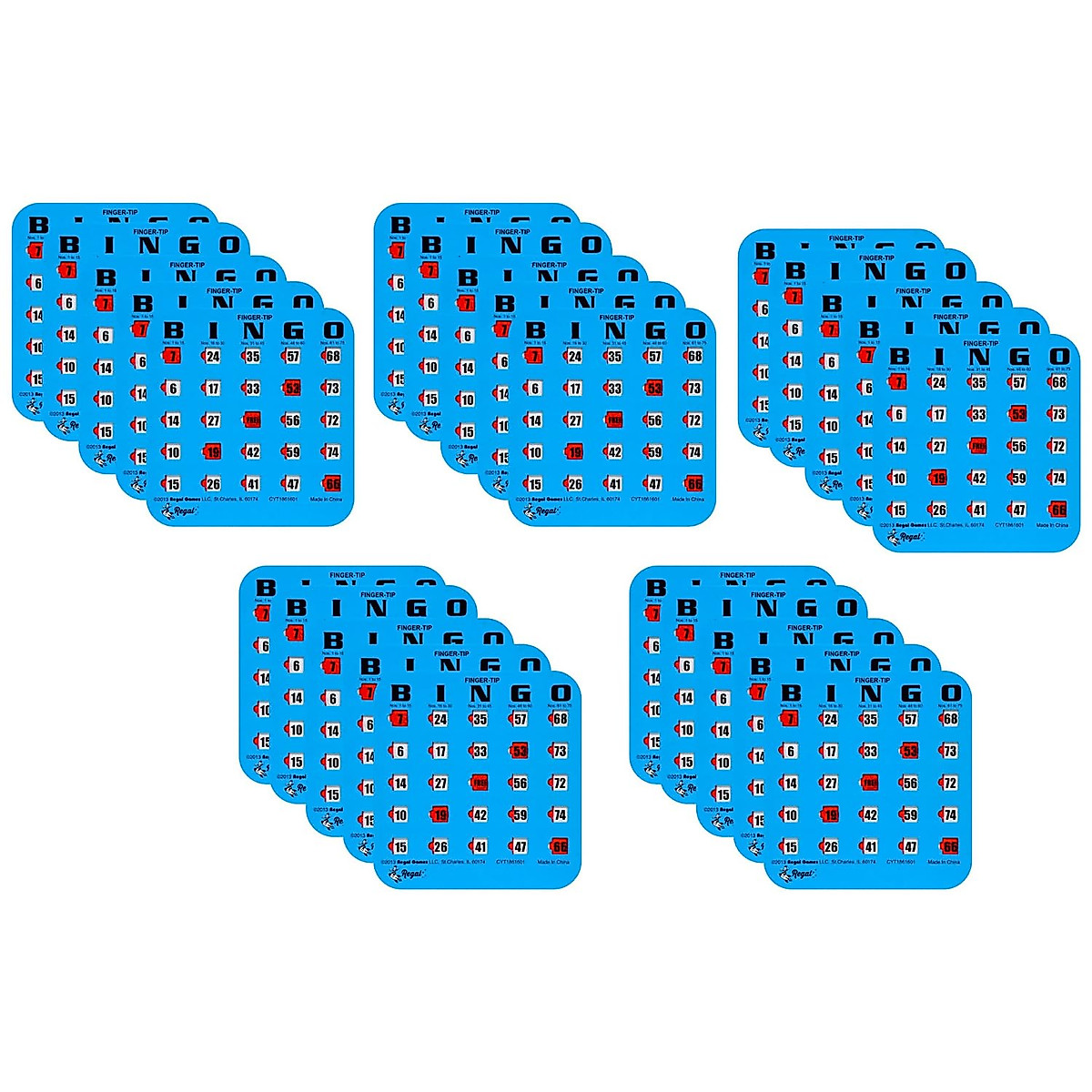 Regal Bingo Bulk Bingo Cards with Sliding Windows - Reusable Large Print Bingo Game Cards for Adults Large Group - 25 Pack, Blue