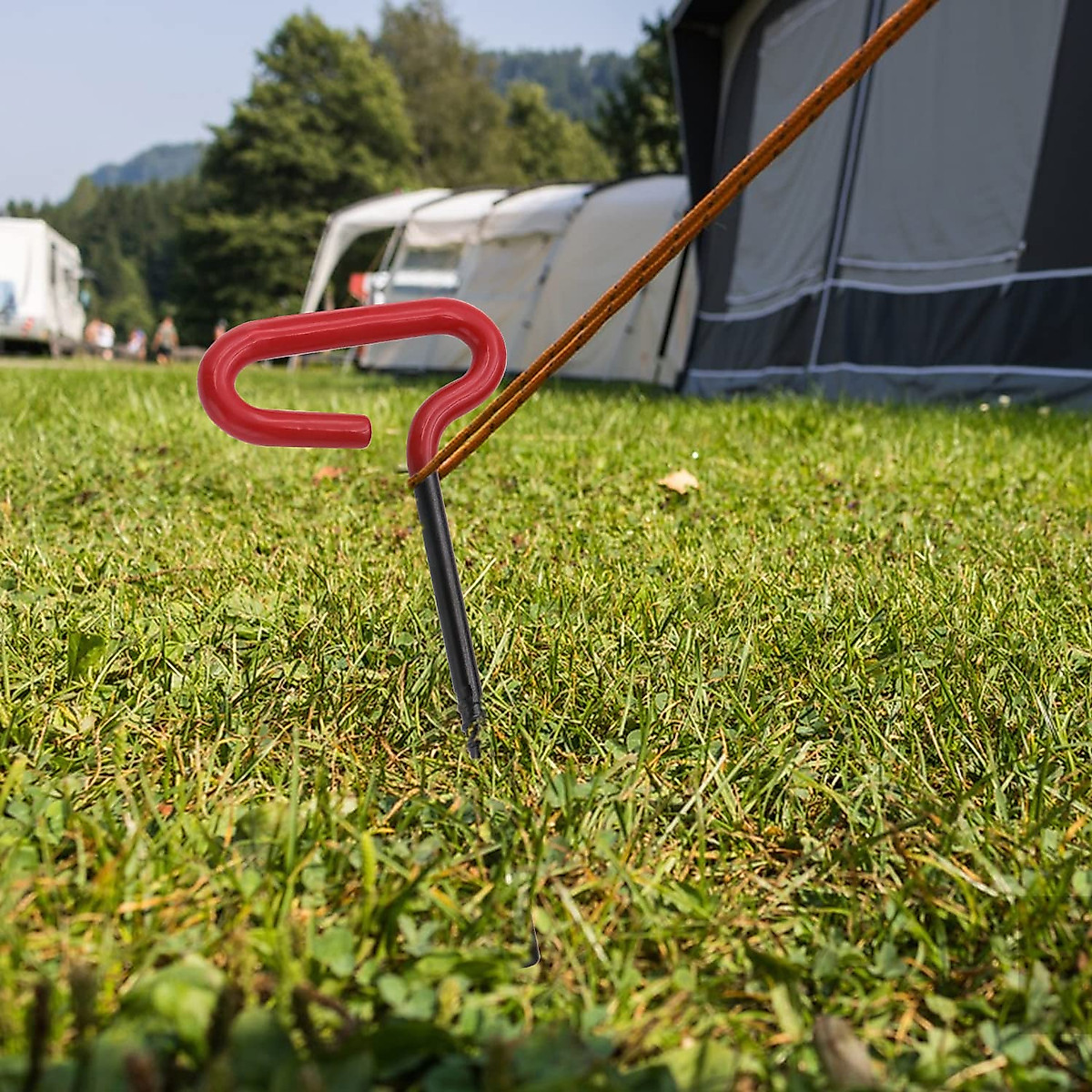 Tent Stakes, 4 Pcs Ice Nail Ground Nail Threaded Peg Nail Tent Fixer Accessory Tent Nail Ice Fishing Anchors Tool for Outdoor Camping Tent Ice Fishing Shelter Stake (Black R)