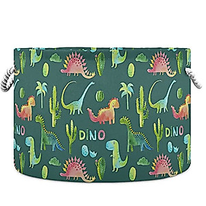 visesunny Funny Cartoon Dinosaur Cactus Laundry Baskets Fabric Storage Bin Storage Box Collapsible Storage Basket Toy Clothes Shelves Basket for Bathroom,Bedroom,Nursery,Closet,Office