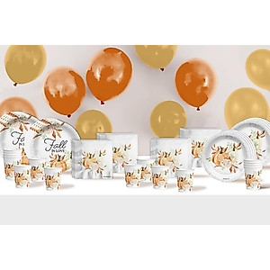Fall In Love Bridal Shower Party Supplies 64 Piece Tableware Set Includes Large 9" Paper Plates Dessert Plates, Cups and Napkins Kit for 16