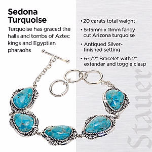 Stauer Sedona Turquoise Genuine Arizona Turquoise Jewelry Earring Set (Bracelet)