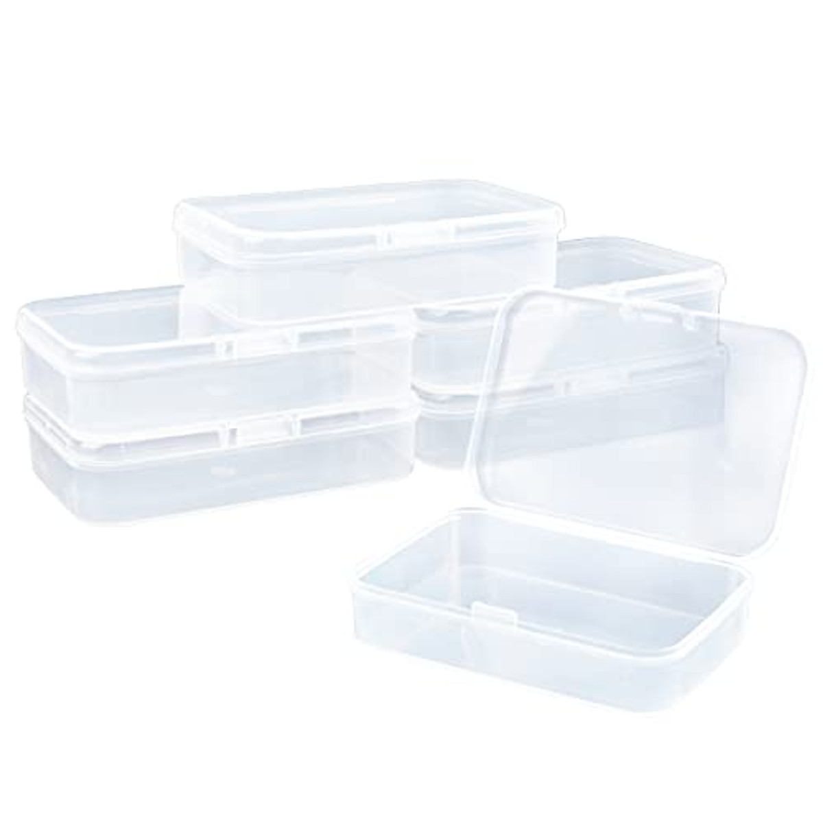 YASUOA 6 Pack Rectangle Mini Storage Containers Box with Hinged Lid, Storage Containers for Business Card, Crafts Accessories, Screws, Drills, Battery, Tiny Bead (3.5x2.5inch)