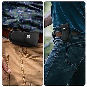2Pcs Nylon Pocket Knife Sheath, 5''-5.5'' Multitool Pouch, Folding Knife Belt Sheath with Snap Closure and Horizontal or Vertical Carry Belt Loop, Multitool Case for Outdoor or Daily Use, Larger Size