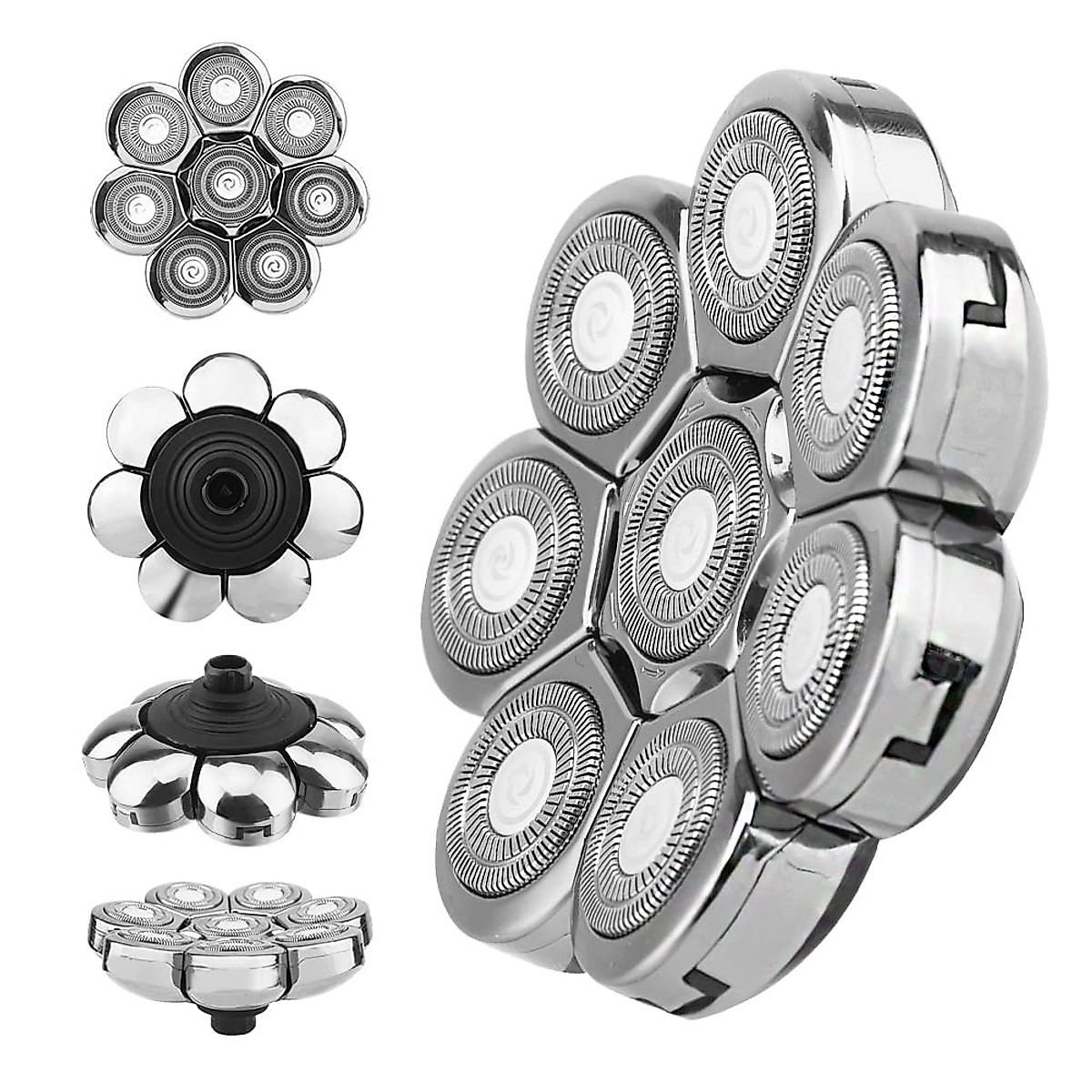 8 Heads Electric Shaver Head for Men, Electric Razor Floating Shaver Head Replacement, Waterproof Wet and Dry(Silver)