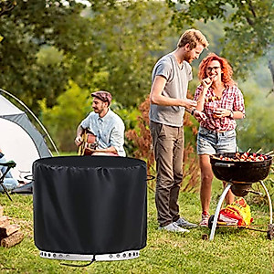 Fire Pit Cover For Solo Stove Yukon: 27"D x 18"H Outdoor Round Firepit Waterproof Cover For Solo Stove Yukon Accessories Outside Fireplace Grill Cover Heavy Duty Circle Fire Column Tarp