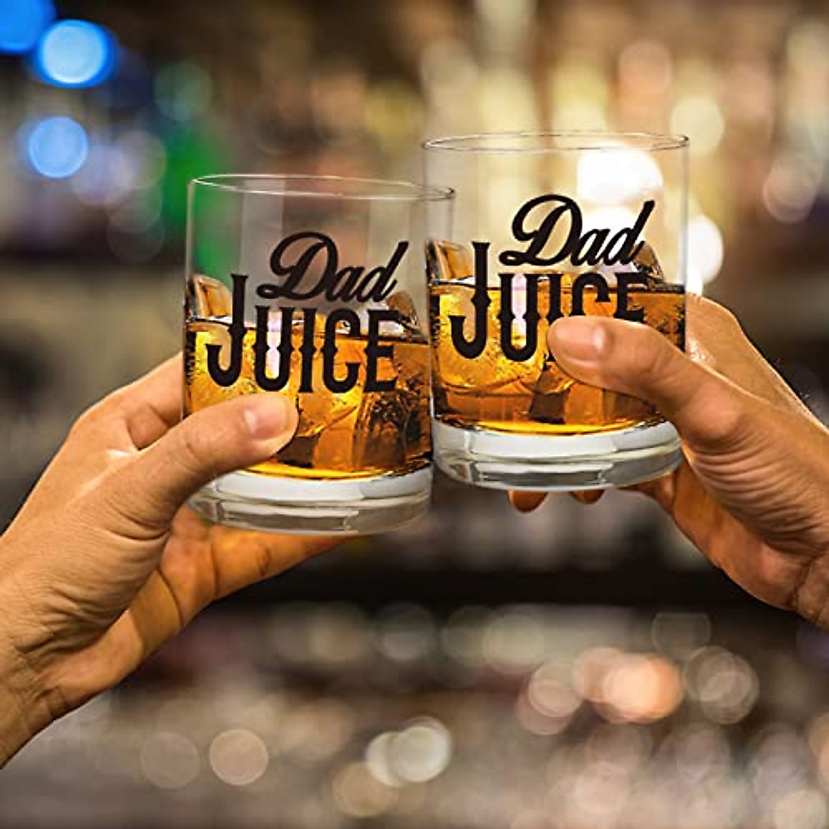 Dad Juice Funny Whiskey Glass Gift for Dad, Unique Gag Birthday, Fathers Day, Christmas, Gifts Idea for Men, New Dad from Son, Daughter, Kids, Wife, Old Fashioned Bourbon Rocks Glass for Dad, 11oz