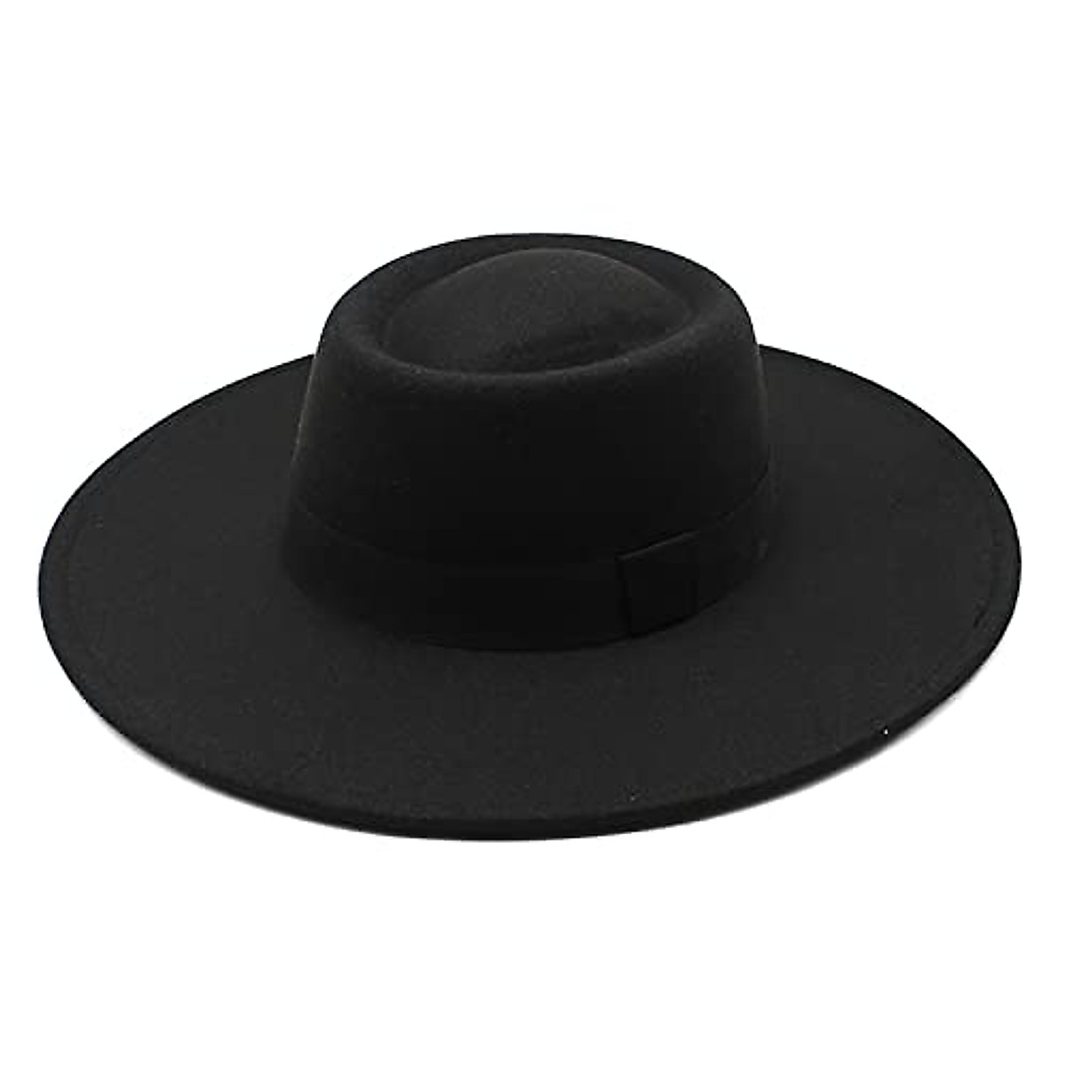 Women Men Classic Felt Fedora Hat Wide Brim Flat Top Boater Hat
