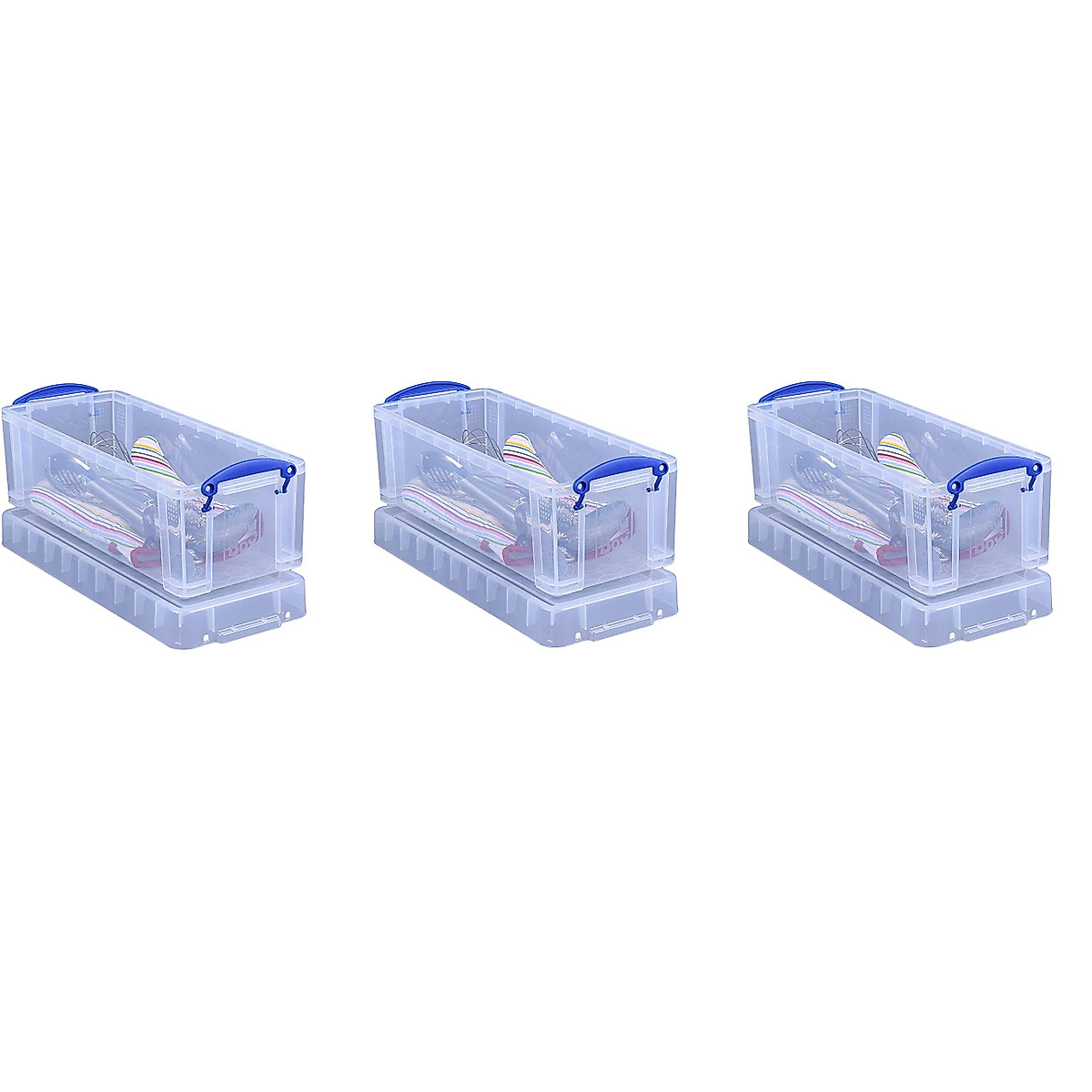 Really Useful Box Plastic Storage Box, 6.5 Liters, 17 1/2" x 7" x 6 1/4", Clear (3)