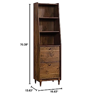 Sauder 2 tier Harvey Park Narrow Bookcase, Grand Walnut finish