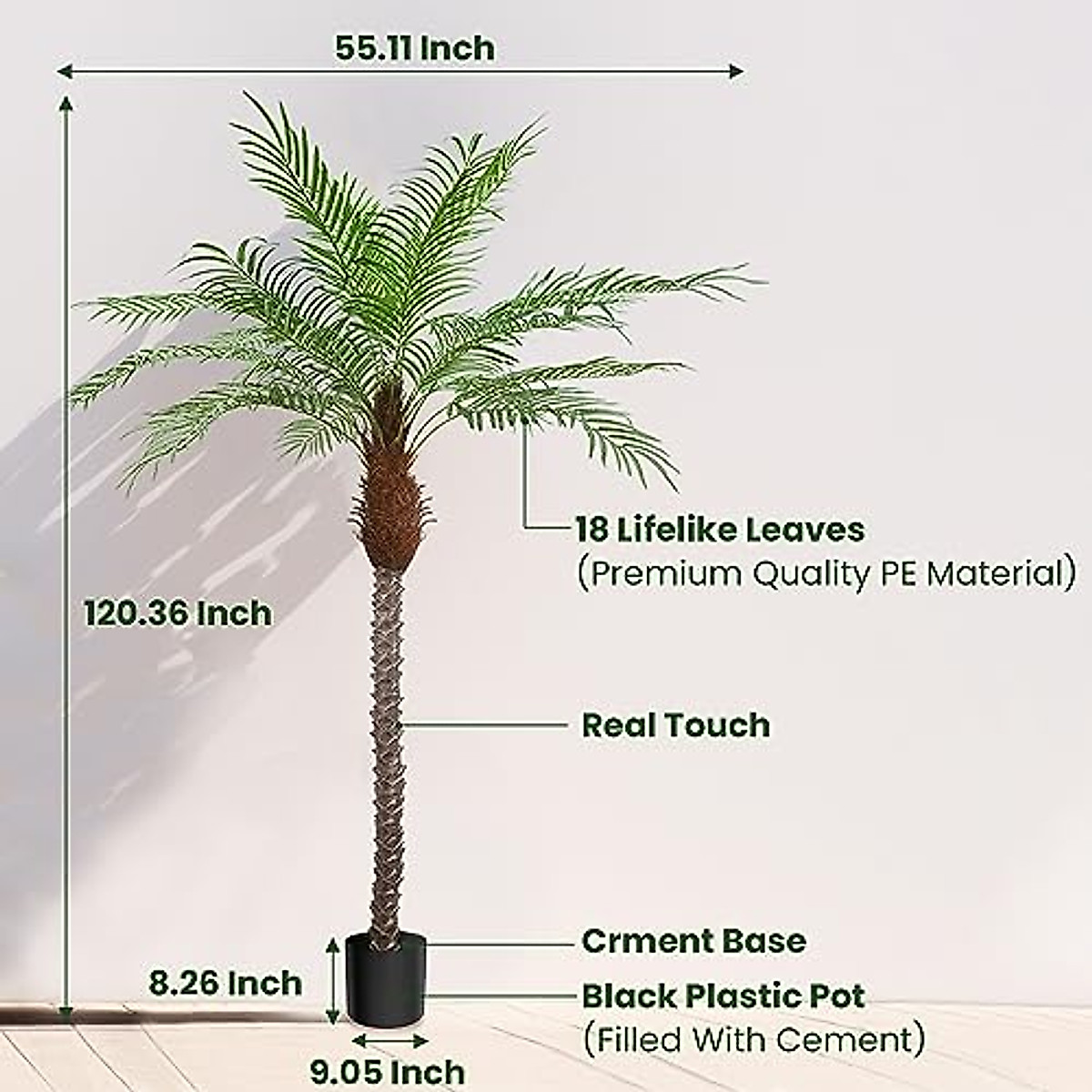 AnTing Artificial Palm Tree 8.5ft Tall Trees Plants 18 Leaves 102in Outdoor Palm Trees for Outside Patio Trees for Decor (Set of 2)