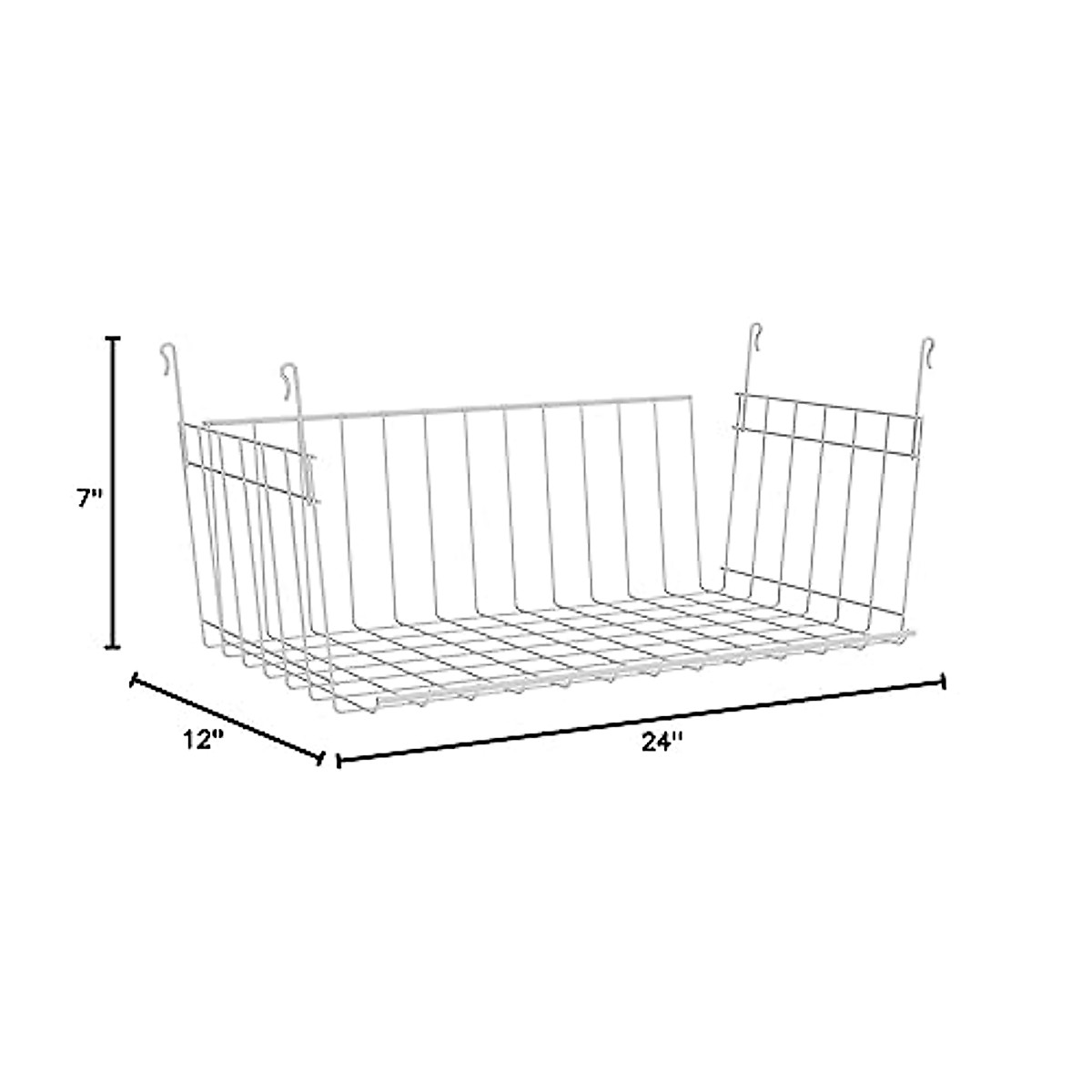 ClosetMaid 8279 24-Inch Wide Laundry Utility Hanger Shelf , White & Wire Hanging Shelf Basket for Storage, Organization in Closet or Pantry, No Assembly or Installation, Durable, White