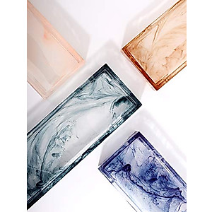 Lewondr Vanity Tray, Resin Decorative Tray Cosmetics Organizer Bathtub Bathroom Catchall Tray Countertop Closet Dresser Storage Tray for Arranging Perfume Jewelry Toiletry Makeup Brushes - Ink Pink