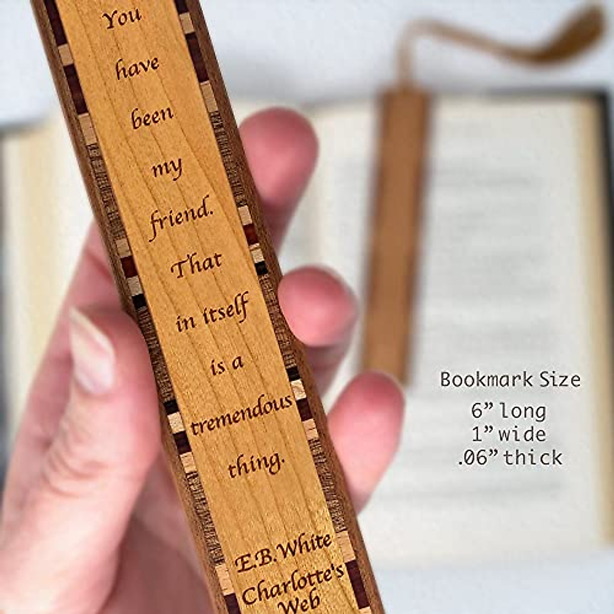 Friendship Quote from Charlotte's Web by E. B. White - Engraved Wooden Bookmark - Also Available with Personalization - Made in USA