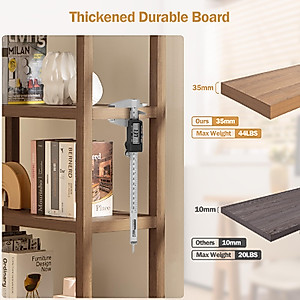 SICOTAS Bookshelf 5 Tier Book Shelf Rattan Boho 71" Tall Bookcase with Doors Storage Shelves Large Bookshelves Farmhouse Bookcases Library Book Case for Living Room Bedroom Home Office Kitchen