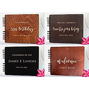 Wooden Rustic Guest Book 11" x 8.5" : Made in USA (Customize Inside Pages, Front Cover Custom Engraved)